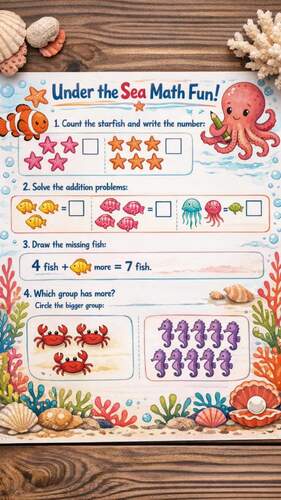 Math Under The Sea by MR. Jon's Fish Study | TPT