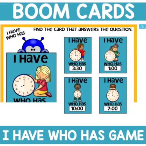 Telling Time to the Hour and Half Hour Boom Cards | 1st Grade Math Review
