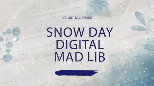 MY SNOW DAY ALL DIGITAL MAD LIB by K's Digital Store | TPT