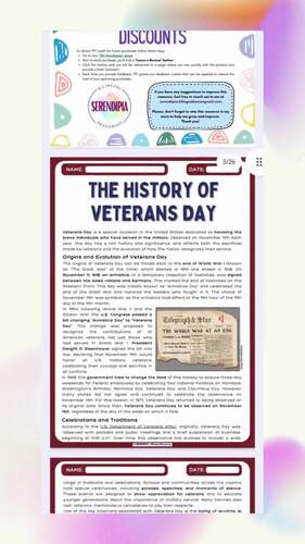 History of Veterans Day/Remembrance | NO PREP READING & WRITING LESSON