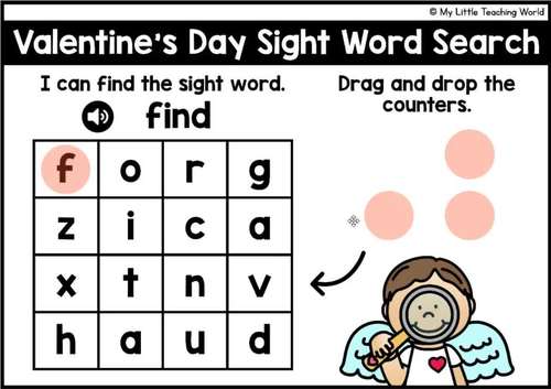 Valentine's Day Sight Word Search Boom Cards by My Little Teaching World