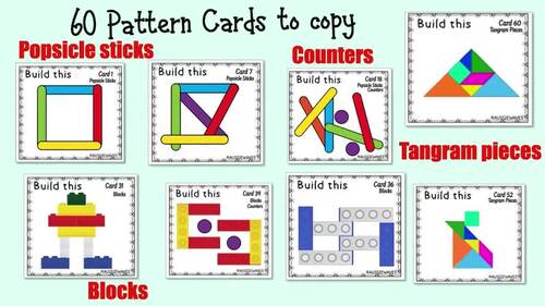 Geometry Shapes and Patterns Look Copy Build by Aussie Waves | TPT