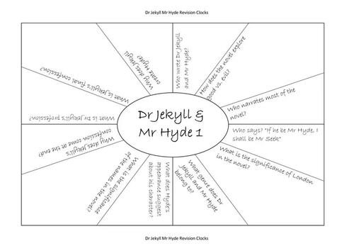 English Literature Dr Jekyll & Mr Hyde Revision Clock Worksheets