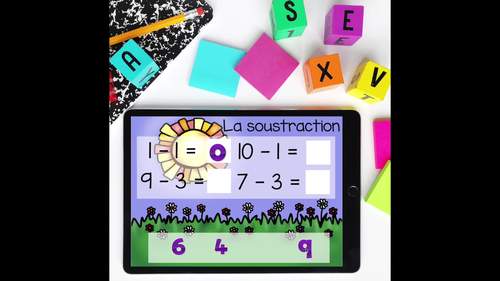 French Boom Cards: Math - Soustration / Subtraction (0-10) | TPT