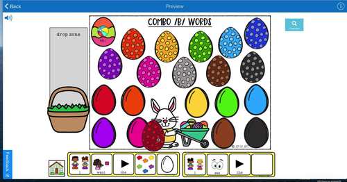 SPRING EASTER BUNNY & EGG, DIGITAL BOOM CARDS, ARTICULATION by SLP Britt