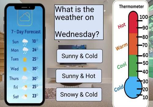 Reading Weather App Functional Practice - Level 2 | Boom Cards | TPT