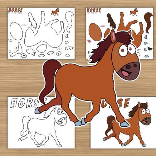 Horse Craft | Printable Cut & Paste Farm Animal Activity for Kids | Pet ...