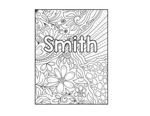 Personalized Floral Name Coloring Pages, Floral Coloring Worksheets for ...