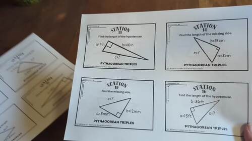 Pythagorean Theorem Triples Task Cards | QR Codes | No Decimals | TPT