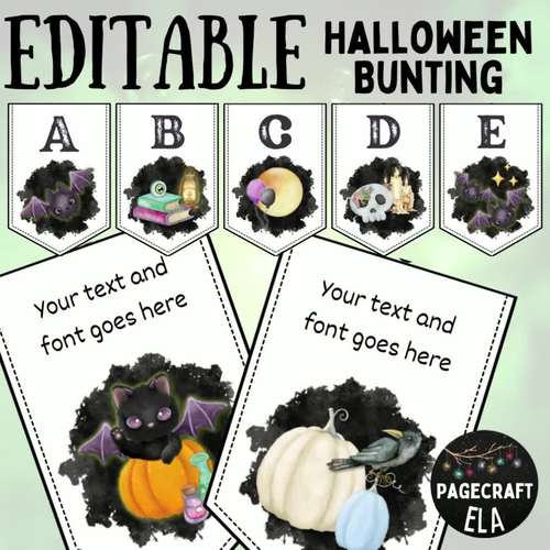 EDITABLE Cute Halloween Classroom Bunting | Décor | Spooky Bats ...