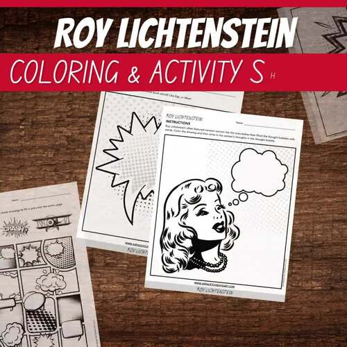 Artist Coloring & Activities, Lichtenstein, Middle & Elementary Art Sub ...