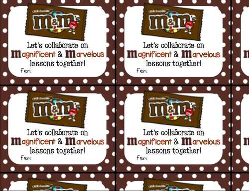 M&M's Beginning of Year Gift Tag for Teammates and Staff- Let's ...