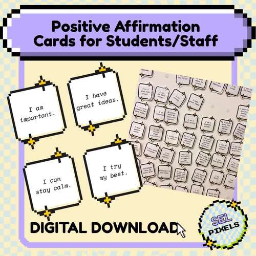 Positive Affirmation Cards for Students & Staff | Classroom Mindset | SEL