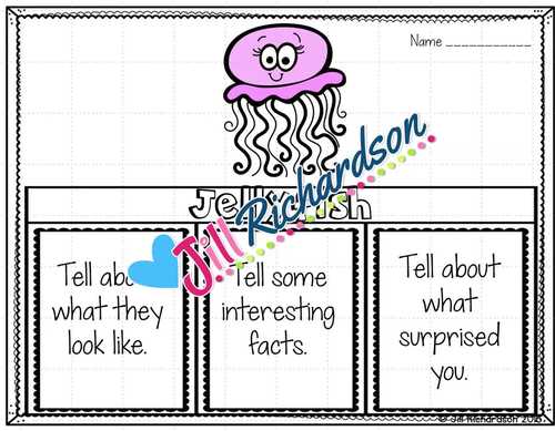 Ocean Animals - Jellyfish Writing Kindergarten, 1st, 2nd, 3rd ESL Science