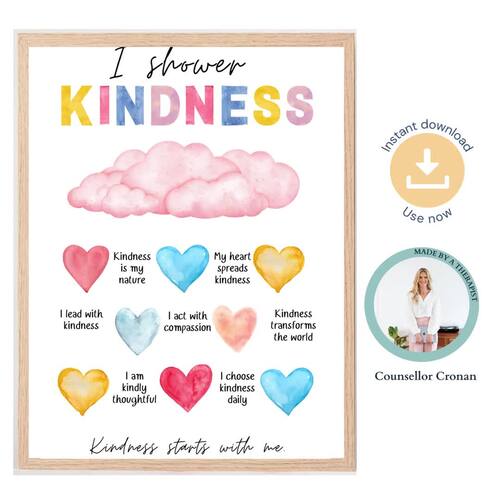 I Shower Kindness Poster. Daily Affirmations. Positive Thinking Wall ...