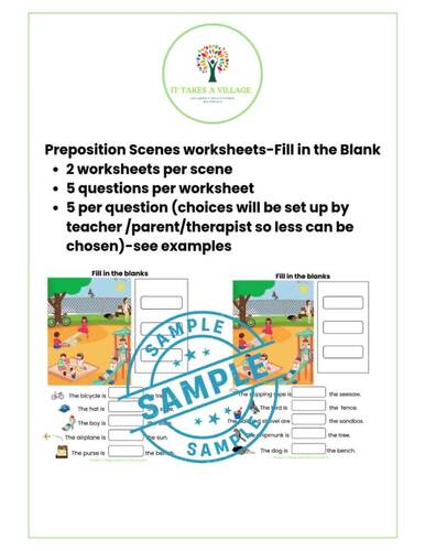 Prepositions Worksheets-Scenes- 5 scenes, picture and questions on same ...