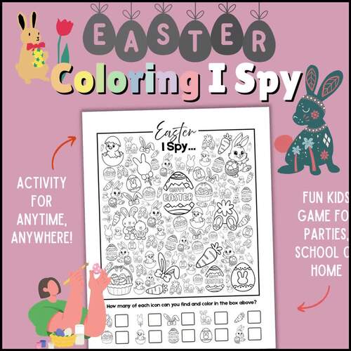 Easter I Spy Coloring Page, Kids Easter Activity, I Spy Game, Easter ...