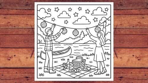 Cozy Campfire Coloring Pages: Starry Night Autumn Adventures | TPT