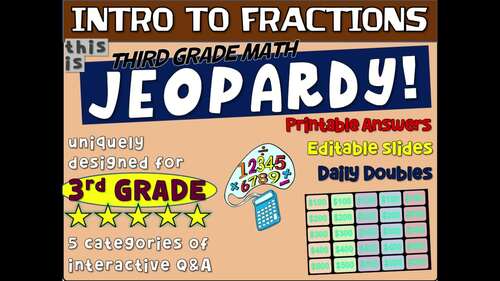 DIVISION PRACTICE - Third Grade MATH JEOPARDY! handouts & Game Slides
