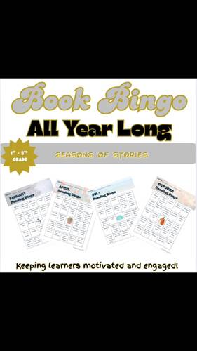 Book Bingo Fun All Year Long | 12 Monthly Reading Bingo Boards for 1st-5th
