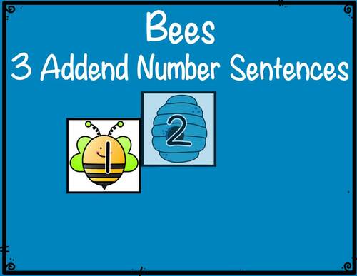 Bees Build 3 Addend Addition & Subtraction Number Sentences | TPT