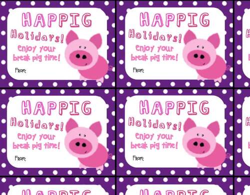 Cute Pig Christmas/Winter Holiday Gift Tag-HapPIG holidays! Enjoy your ...