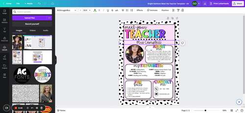 Rainbow Bright Meet the Teacher Editable Template by Miss Dwyer's Digitals