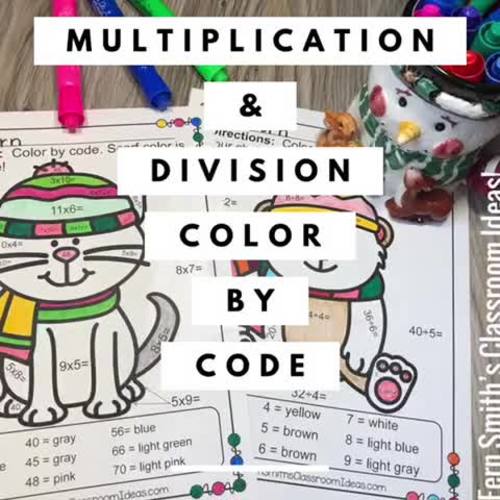 Winter Color By Number Multiplication and Division Bundle | TpT