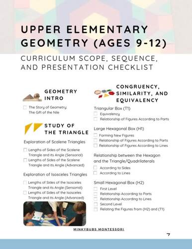 Montessori GEOMETRY CHECKLIST • Upper Elementary (Ages 9-12) • Full 3 ...