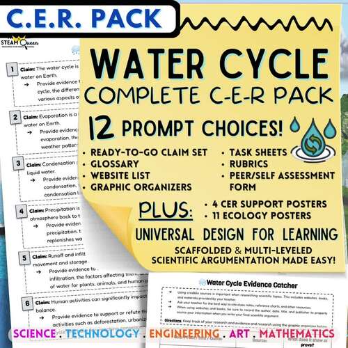 Water Cycle CER Kit Scientific Arguments: 12 Claim Options! Middle School
