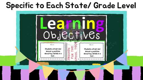 5th Grade ELA Learning Target Labels Students Will Daily Goal Action ...