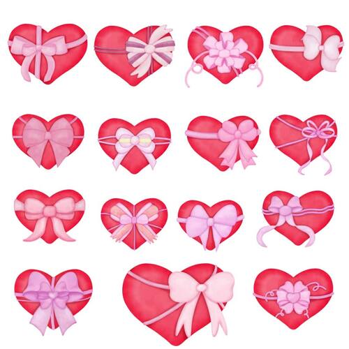 Red Heart and bows, Clipart Heart and Bows , Heart and Bows Clipart