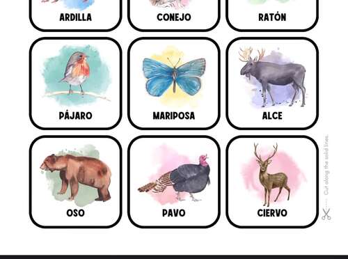 SPANISH Games, Animals Memory Matching Activity, Visual Discernment ...