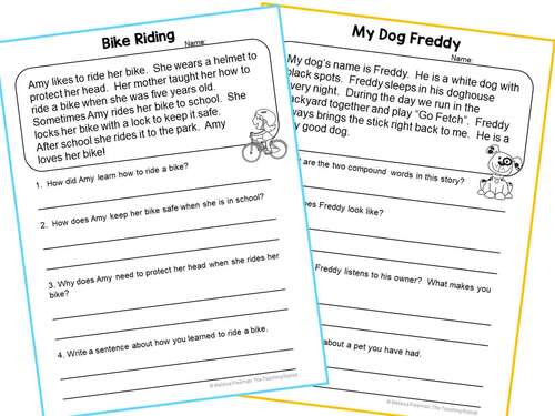 Reading Comprehension Passages & Questions 1st & 2nd Print & Digital ...