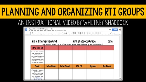 RTI Planning Guide Video by The First Grade Roundup by Whitney Shaddock
