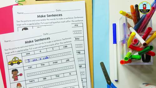 CVC Sentence Worksheet by The Joy in Teaching | TPT