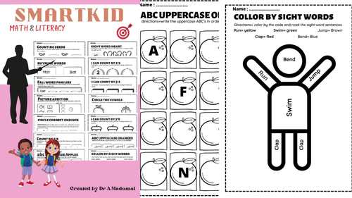 Math & Literacy Packet NO PREP ( Kindergarten , Pre school and School )?