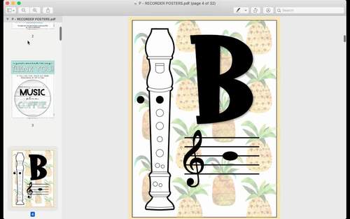 Recorder & Ukulele Posters | Pineapple Music Room Decor by musicpluscoffee