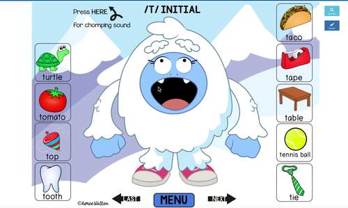 Feed the Yeti Interactive Articulation Speech Boom Cards™ by Aimee Walton