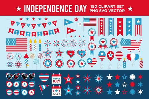 Independence Day Clip Art Set | 4th of July Star and Stripes | PNG, SVG ...