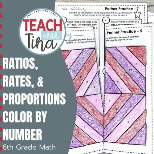Ratios, Unit Rates, Proportions Color by Number - 6th Grade Math - Word ...