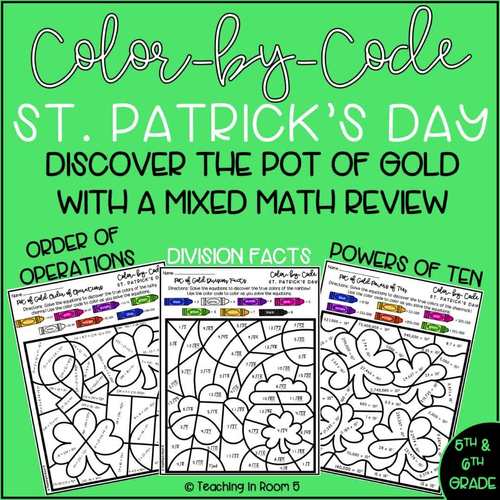 St. Patrick's Day Math Review Color-by-Code by Teaching in Room 5
