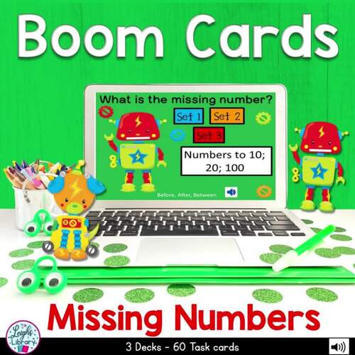 Boom Cards™ Missing Numbers with Numbers to 10, 20, 100 - 3 Decks