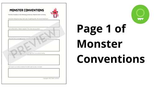 Halloween Editing: Monster Conventions (Grades 6-8) | TPT