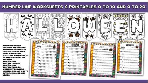 Halloween Number Line Addition and Subtraction Worksheets and ...