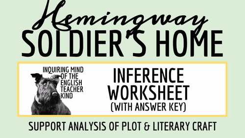 "Soldier's Home" by Ernest Hemingway Close Reading Analysis Worksheet ...