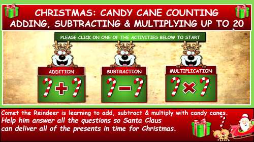 Christmas Candy Cane Counting - Up to 20: Google Slides, Distance ...