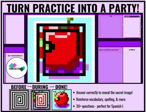 La Escuela y Las Clases | Digital Mystery Pixel Art | Self-Grading | No ...