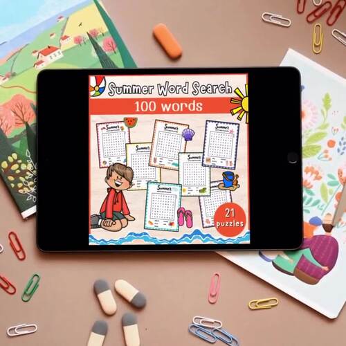 100 Words | Summer Word Search Puzzle Worksheet End of The Year Activity