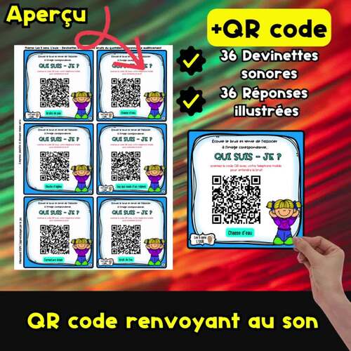 Les 5 sens. Devinettes sonores et imagées. L’ouïe. Avec QR-Code | TPT